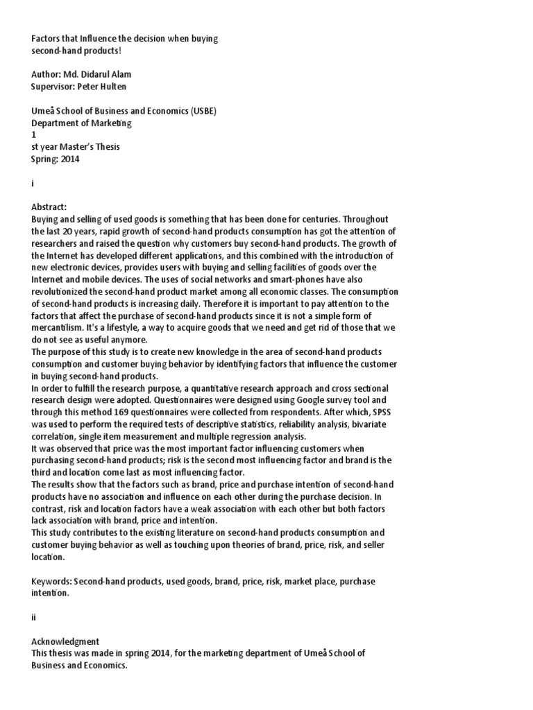 Factors That Influence The Decision When Buying | Download Free PDF | Positivism | Sampling ...