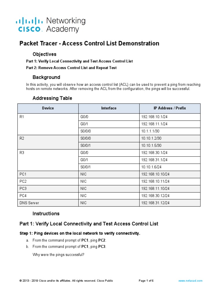 Access Control List Demonstration | PDF