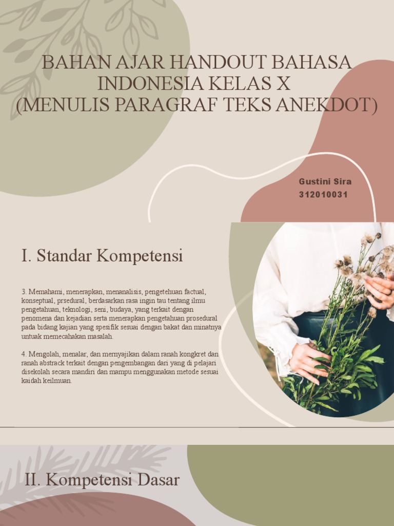 Bahan Ajar Handout Bahasa Indonesia Kelas X | PDF