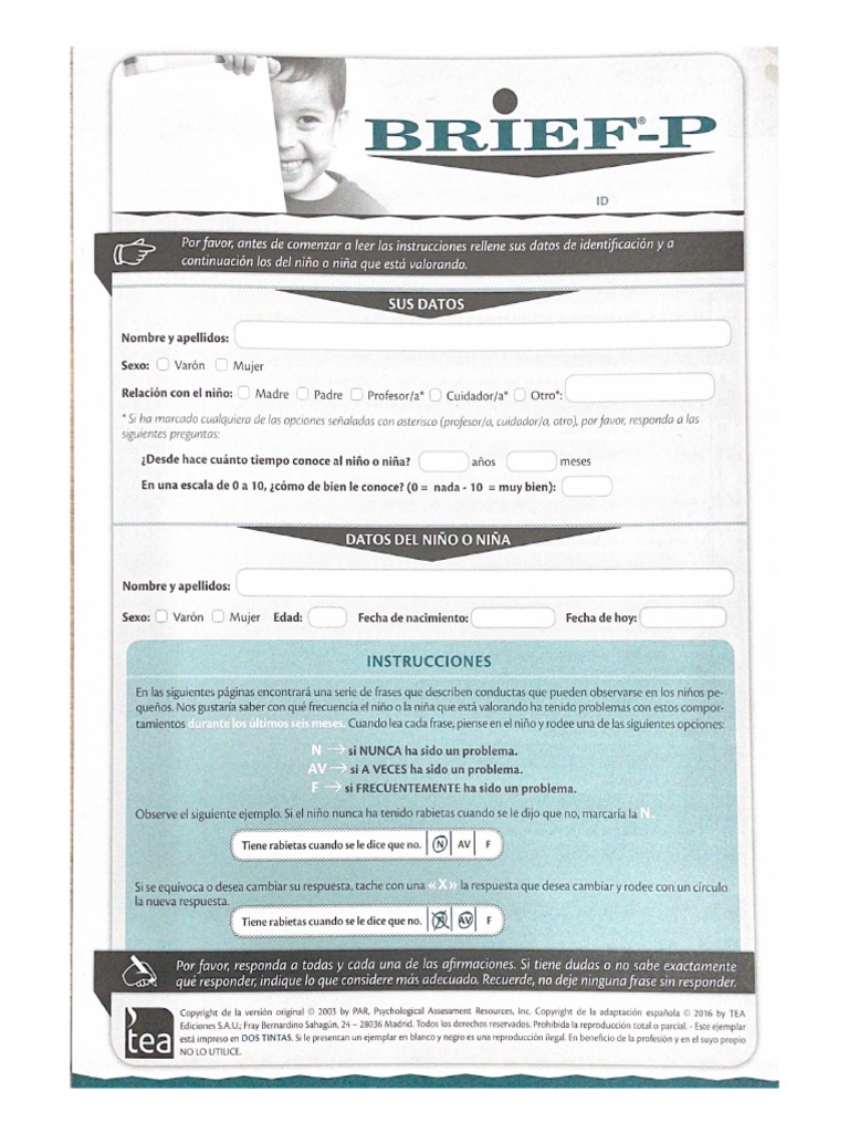 BRIEF-P Protocolo | PDF