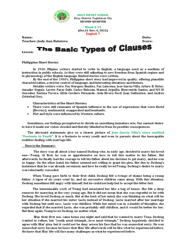 Grade 7 | PDF | Clause | Subject (Grammar)