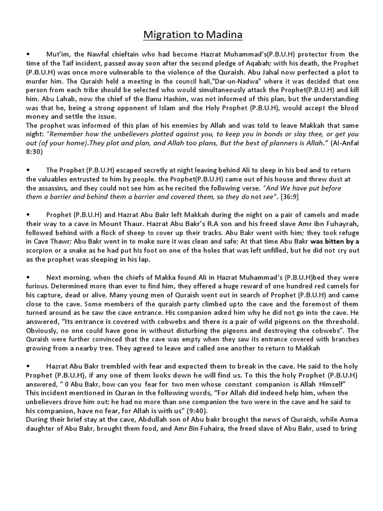 6) Migration To Madinah | Download Free PDF | Muhammad | Medina