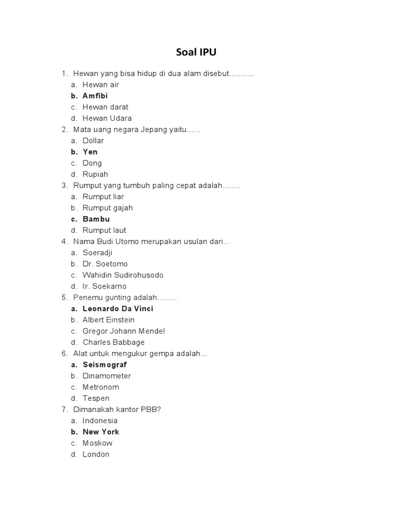 Soal IPU | PDF