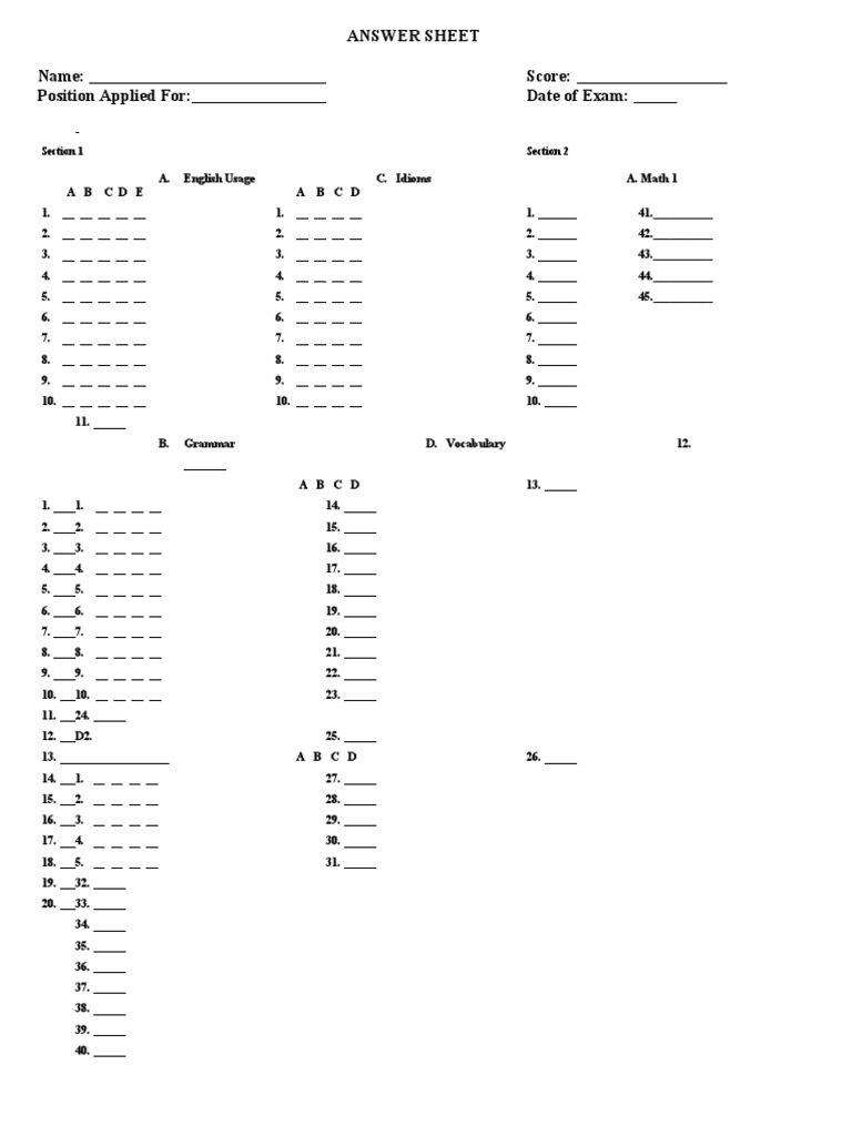 Answer Sheet Tronix | PDF