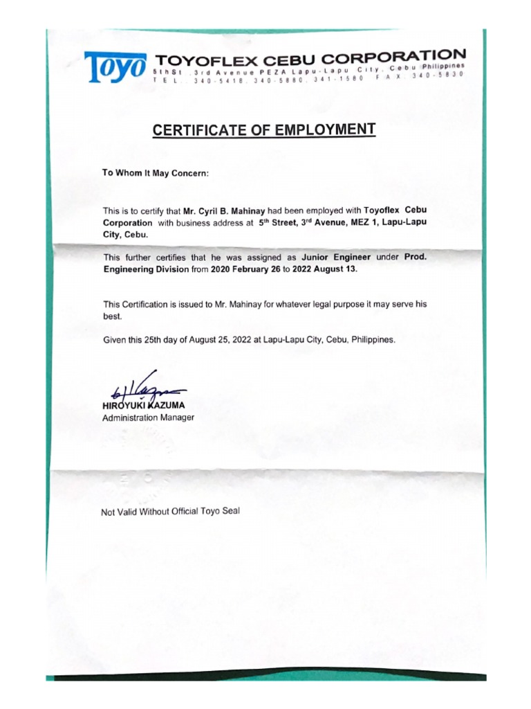 Certificate of Employment | PDF