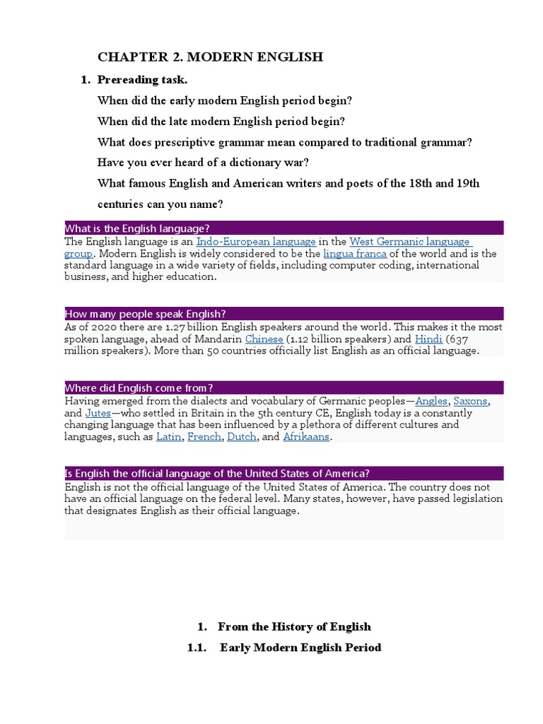 Overview of Modern English Period | PDF | English Language | Walter Scott