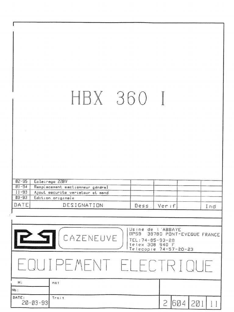 Cazeneuve HBX 360-I Plans Electriques Tour | PDF
