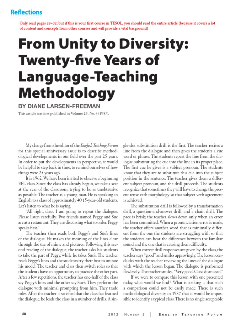 Larsen-Freeman - 1987 - From Unity To Diversity | PDF | Second Language ...