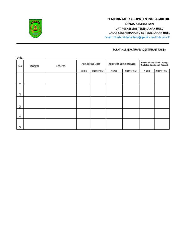 Formulir Kepatuhan Identifikasi Pasien | PDF