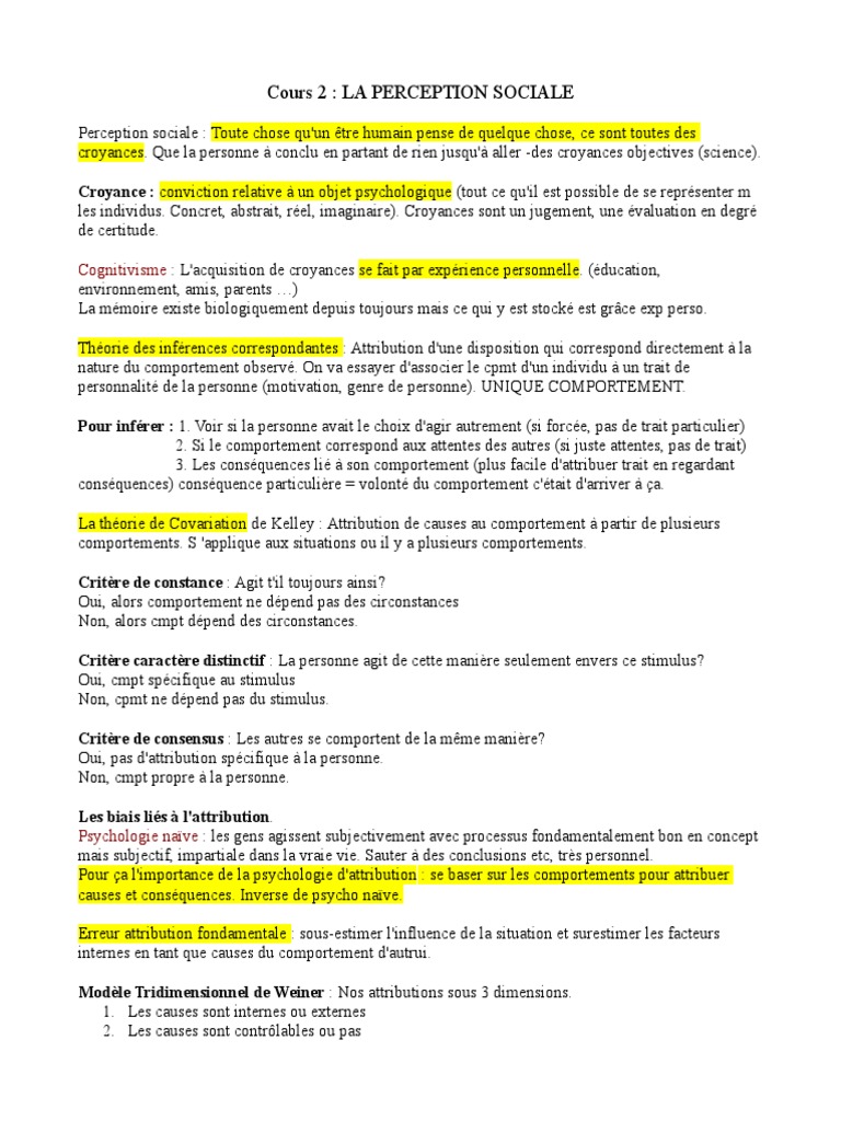 Introduction à la perception sociale | PDF | la perception | Psychologie