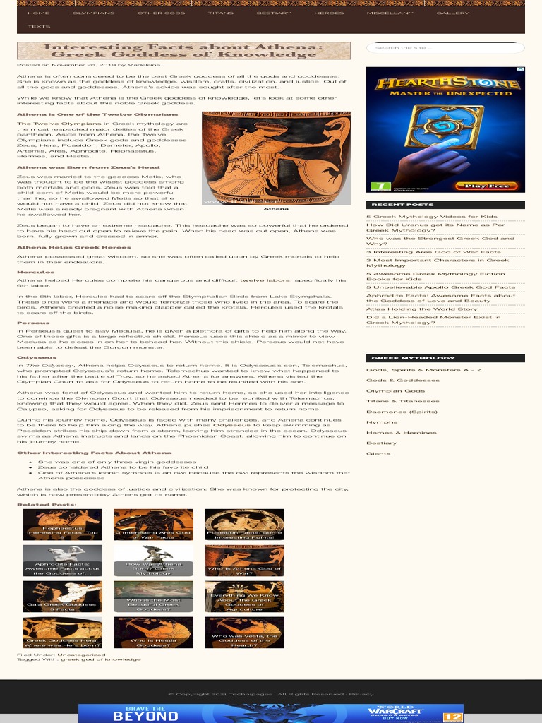 Interesting Facts About Athena Greek Goddess of Knowledge | Download ...