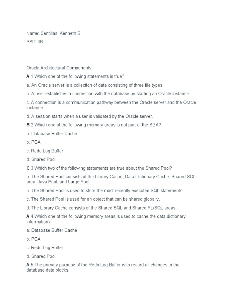 Assesment Task 4 Oracle | PDF | Databases | Cache (Computing)