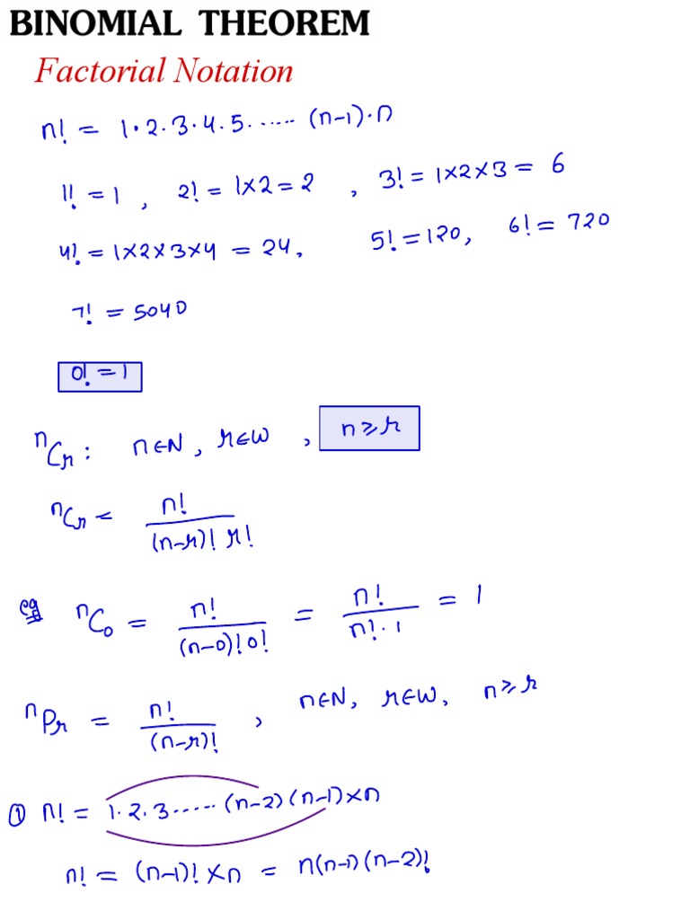 Binomial Theorem (IITian Notes - Kota) | PDF | Combinatorics | Discrete ...