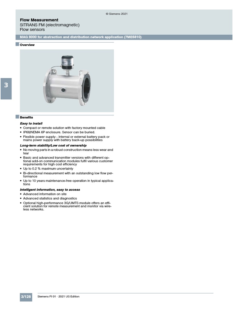 Siemens MAG 8000 MAGFLO | Download Free PDF | Flow Measurement ...