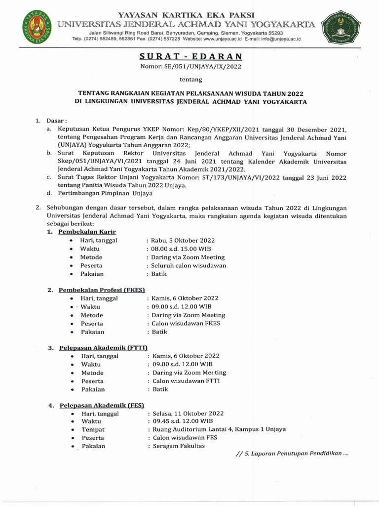 051 SE Rangkaian Kegiatan Pelaksanaan Wisuda Tahun 2022 Di Lingkungan ...