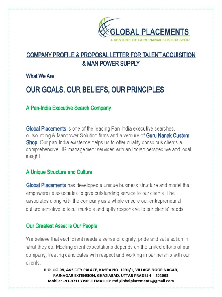 Global Placements - Profile Cum Proposal Letter | PDF | Business ...