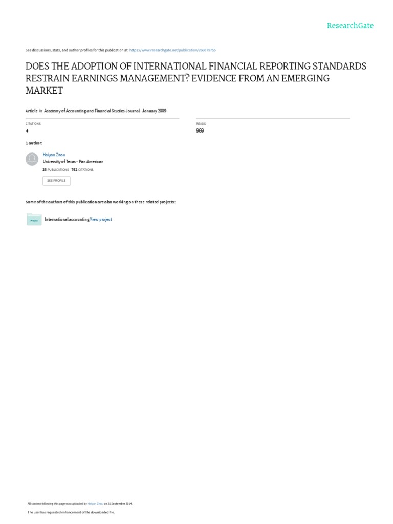 Does The Adoption of International Financial Reporting Standards Restrain Earnings Management ...