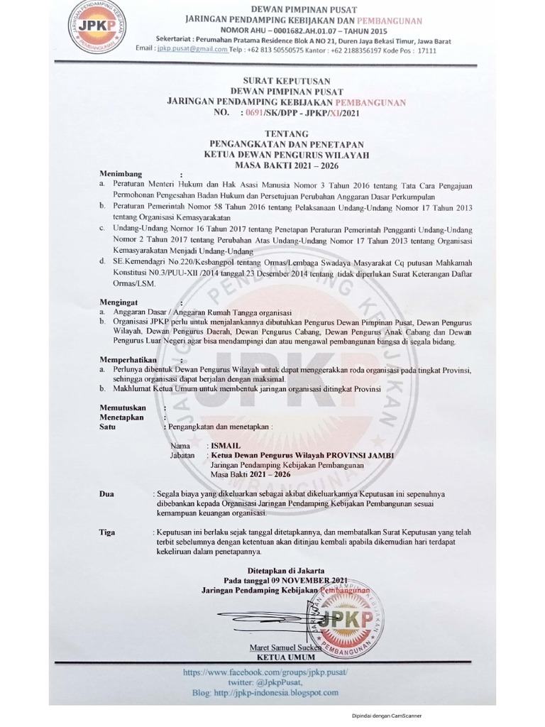 0691 SK DPP JPKP Xi 2021 DPW Jambi | PDF