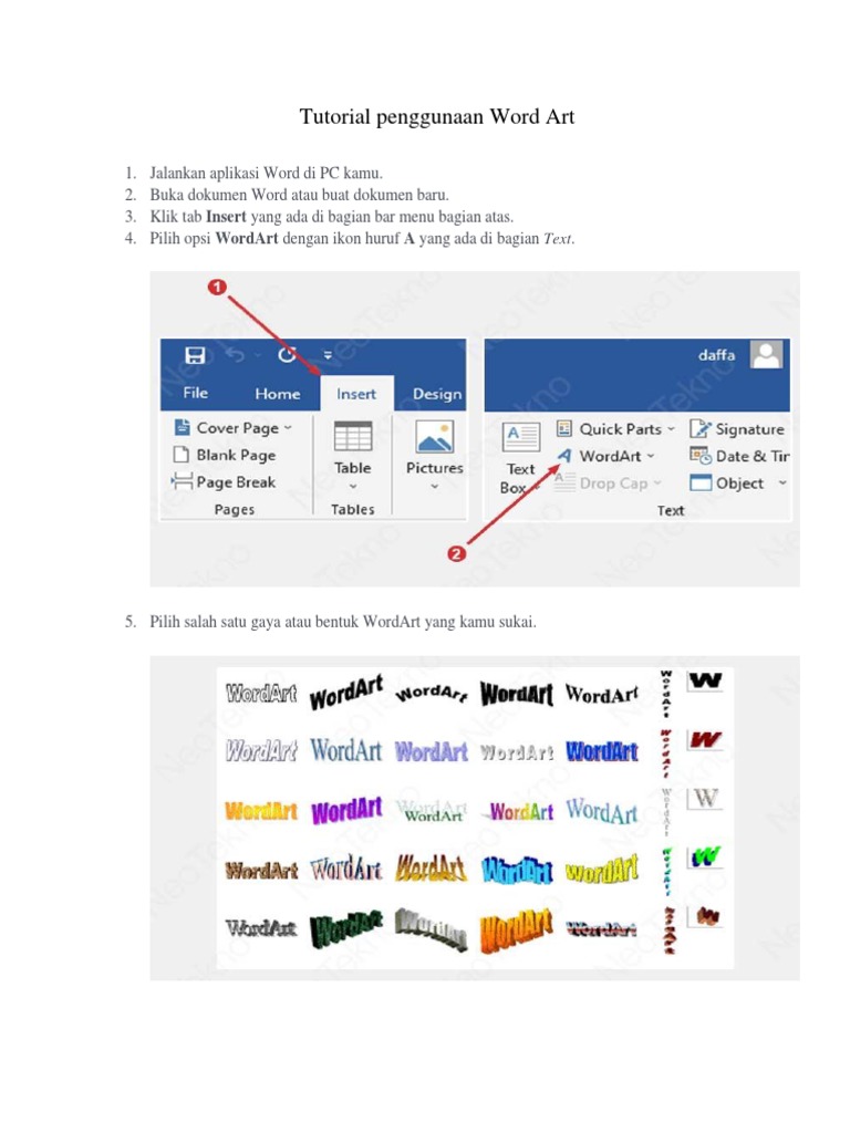 Tutorial Penggunaan Word Art | PDF
