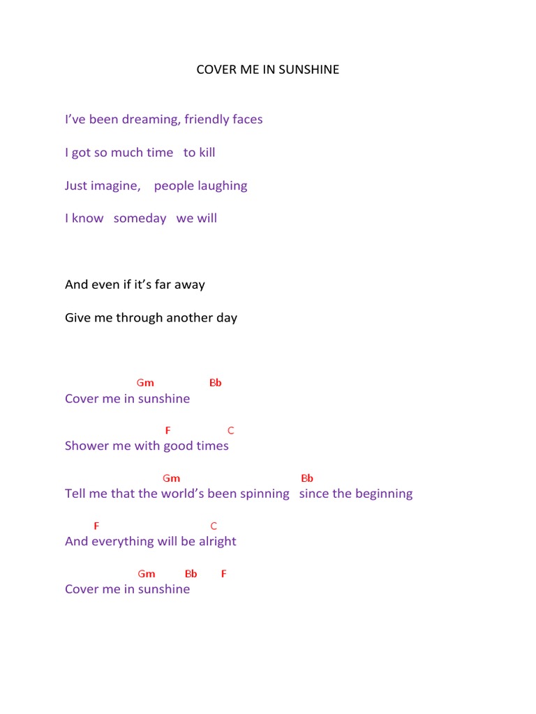 Cover Me in Sunshine Lyrics | PDF