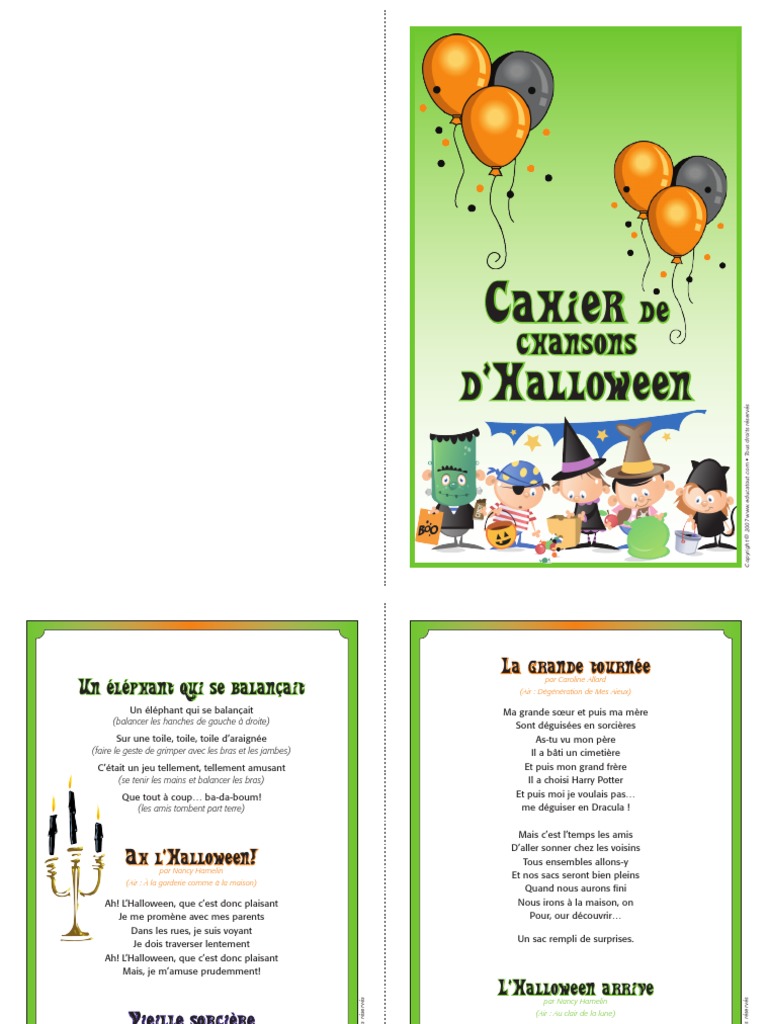 Cahier de Chansons D Halloween | PDF | Halloween