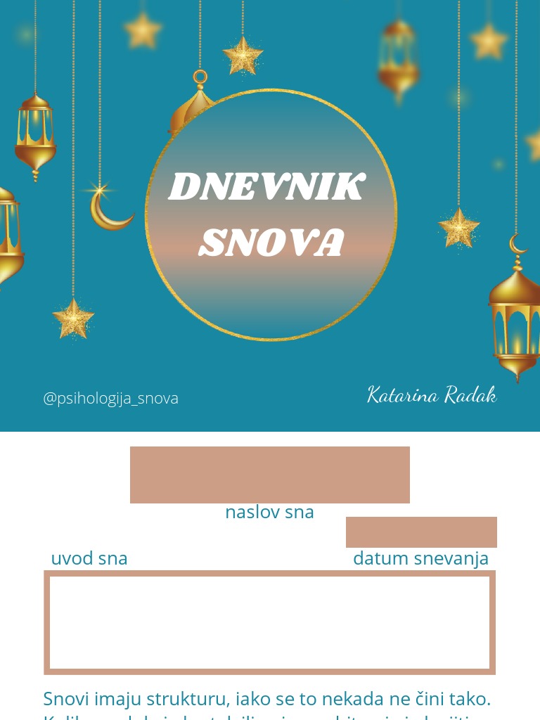 Dnevnik Snova@psihologija - Snova | PDF