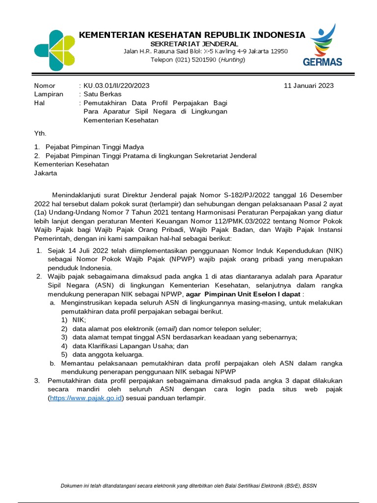 Pemutakhiran Data Profil Perpajakan | PDF