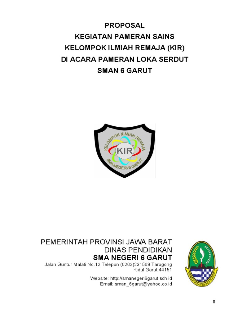 Proposal Pameran Sains KIR SMAN 6 Garut | PDF