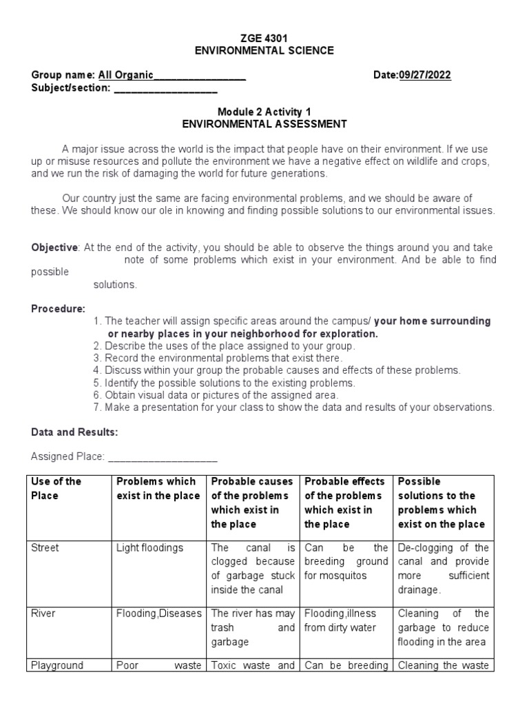 Module 2 Activity 1 Environmental Assessment 1 3 | PDF | Flood ...