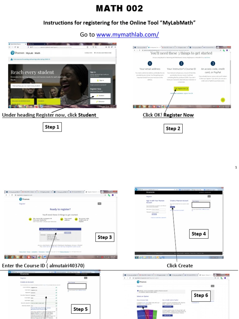 Section 671-Instructions For Registering in MyMathLab - 3PM | PDF
