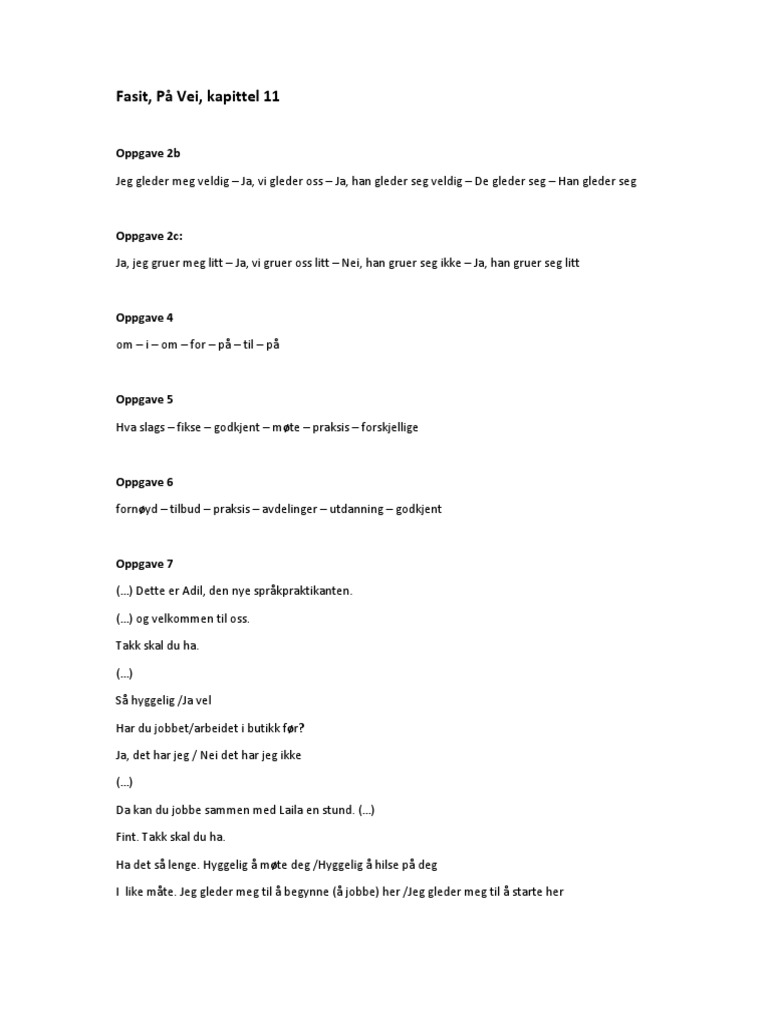Fasit Kap 11 Pa Vei | PDF