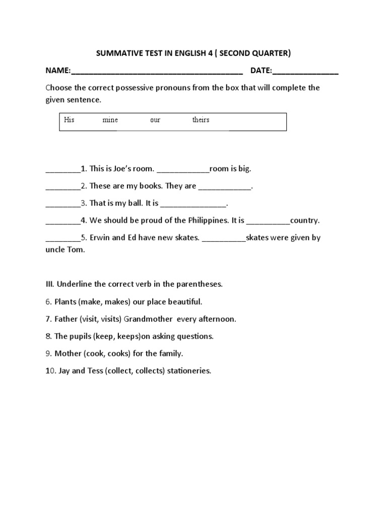 Summative Test in English 4 | PDF
