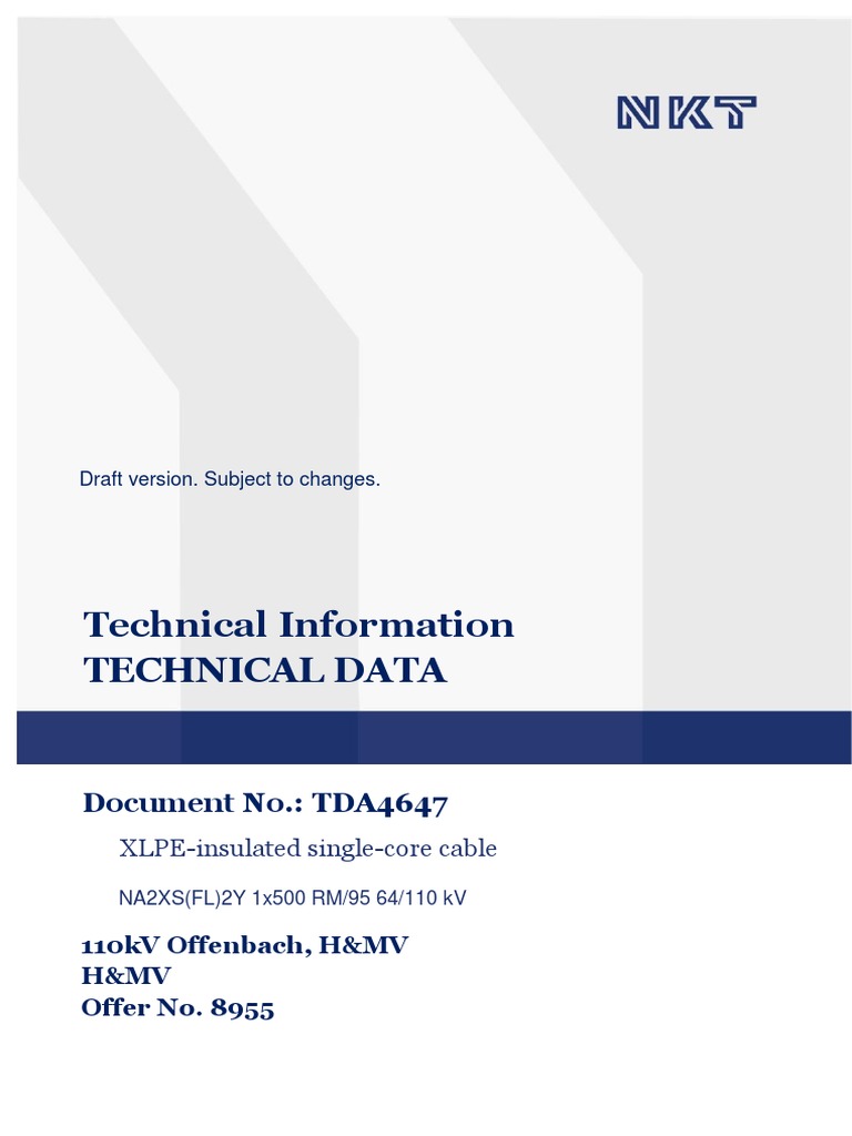 (62-110kV) NKT 1x500mm2 XLPE Al | PDF | Wire | Insulator (Electricity)