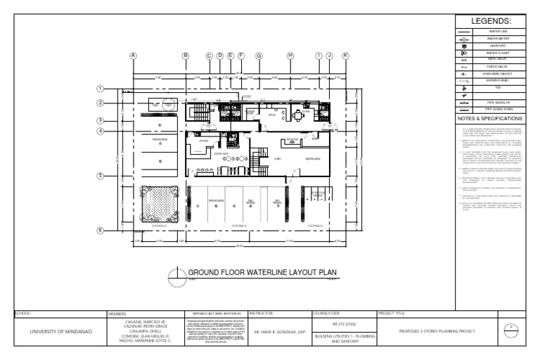 Ground Floor Waterline Layout | PDF | Plumbing | Tap (Valve)