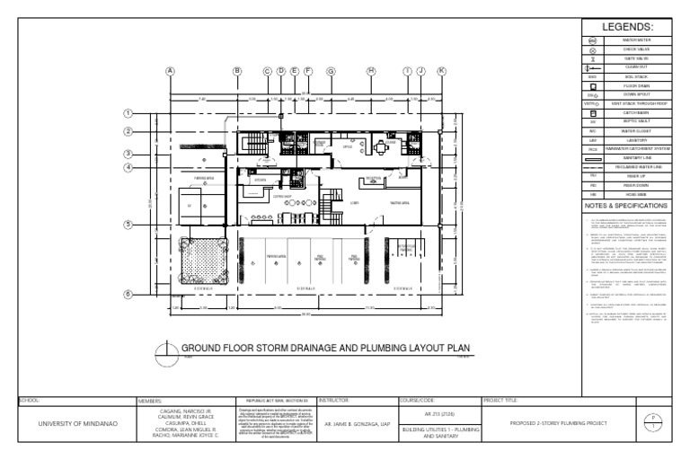 Ground Floor Storm Drainage and Plumbing Layout | PDF | Plumbing | Toilet