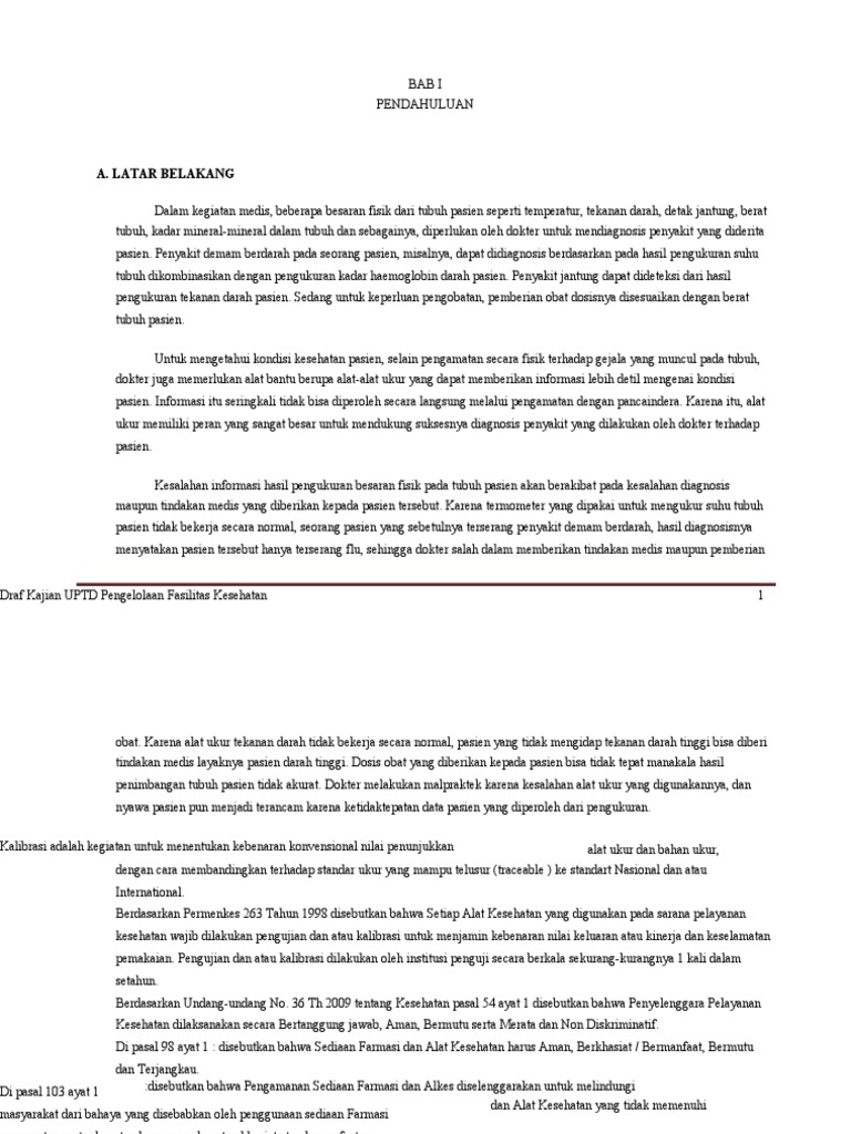 Contoh Draft Kajian UPTD Pengelala Fasilitas Kesehatan DKK Malang | PDF