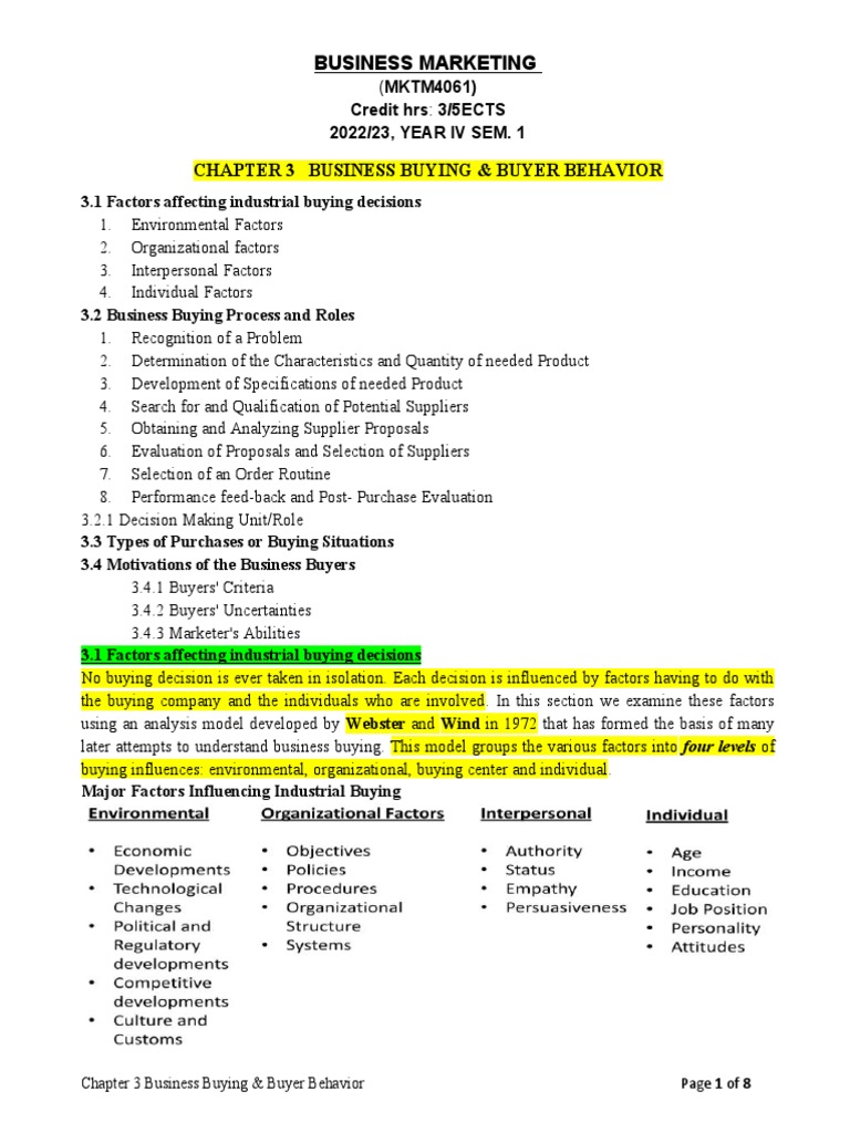 Chapter 3 Industrial Buyer Behavior BB | PDF | Procurement | Consumer Behaviour