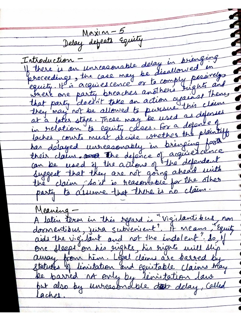 Maxim 5 - Delay Defeats Equity | PDF