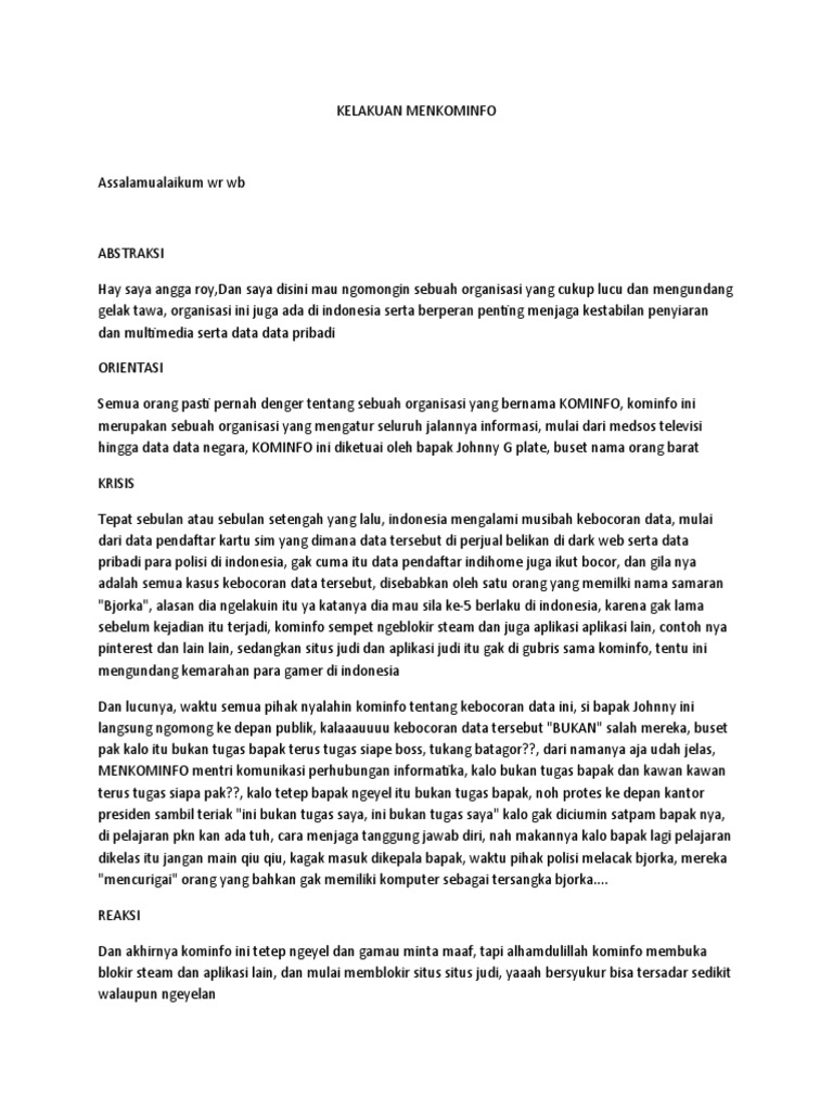 Contoh Teks Anekdot - Bahasa Indonesia | PDF