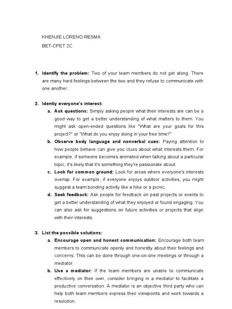 RESMA Problem Solving Organizer | PDF | Mediation | Communication