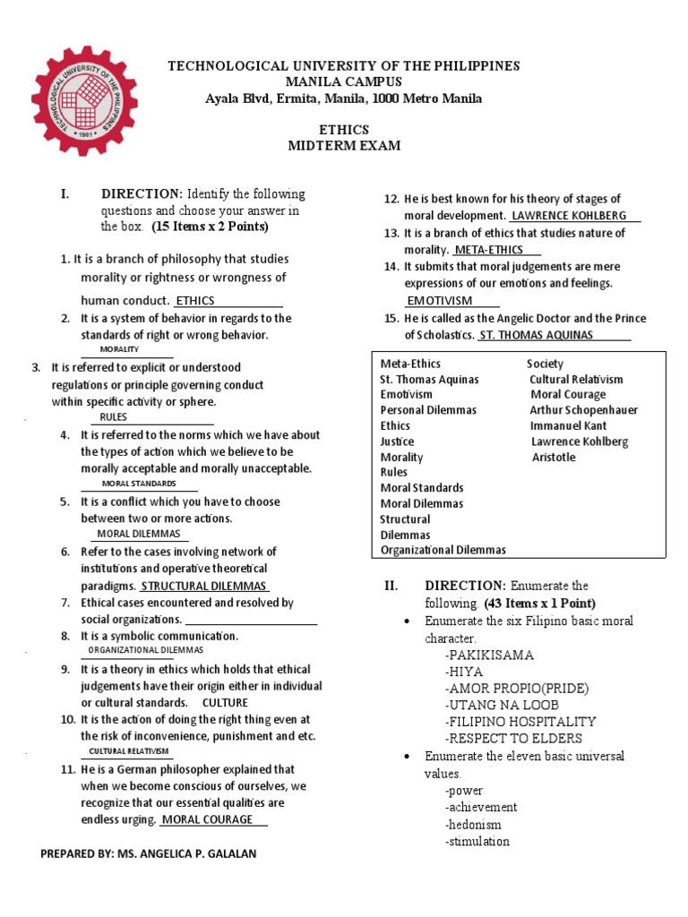 Midterm Exam Ethics - Resma | PDF | Morality | Applied Ethics Midterm Exam Ethics - Resma | PDF | Morality | Applied Ethics
