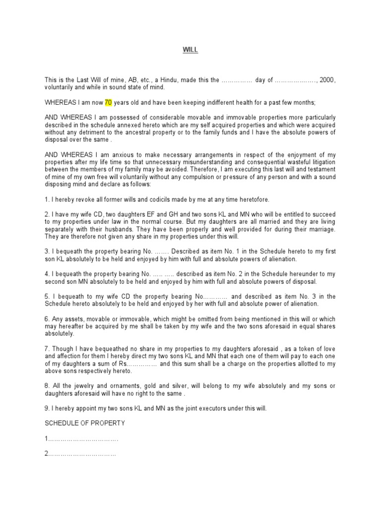 WILL - Format | PDF | Justice | Crime & Violence