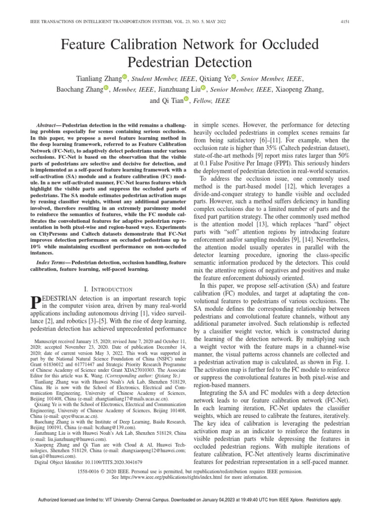 Feature Calibration Network For Occluded Pedestrian Detection
