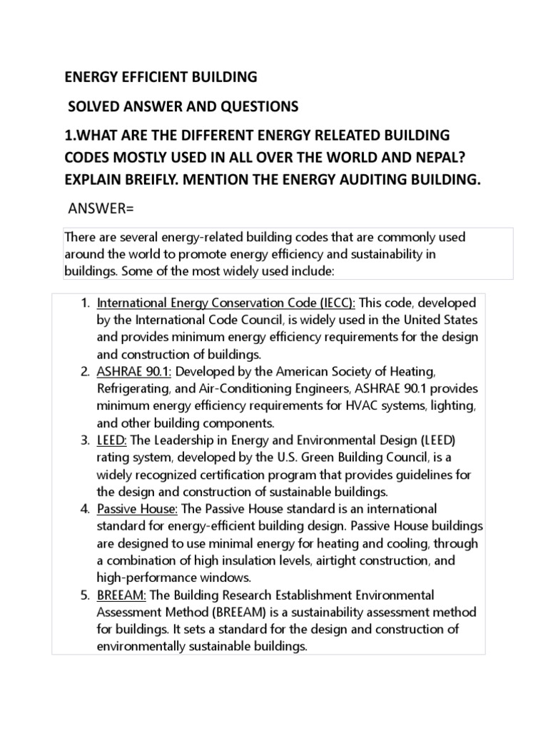 Energy Efficient Building Solved Question | PDF | Green Building ...