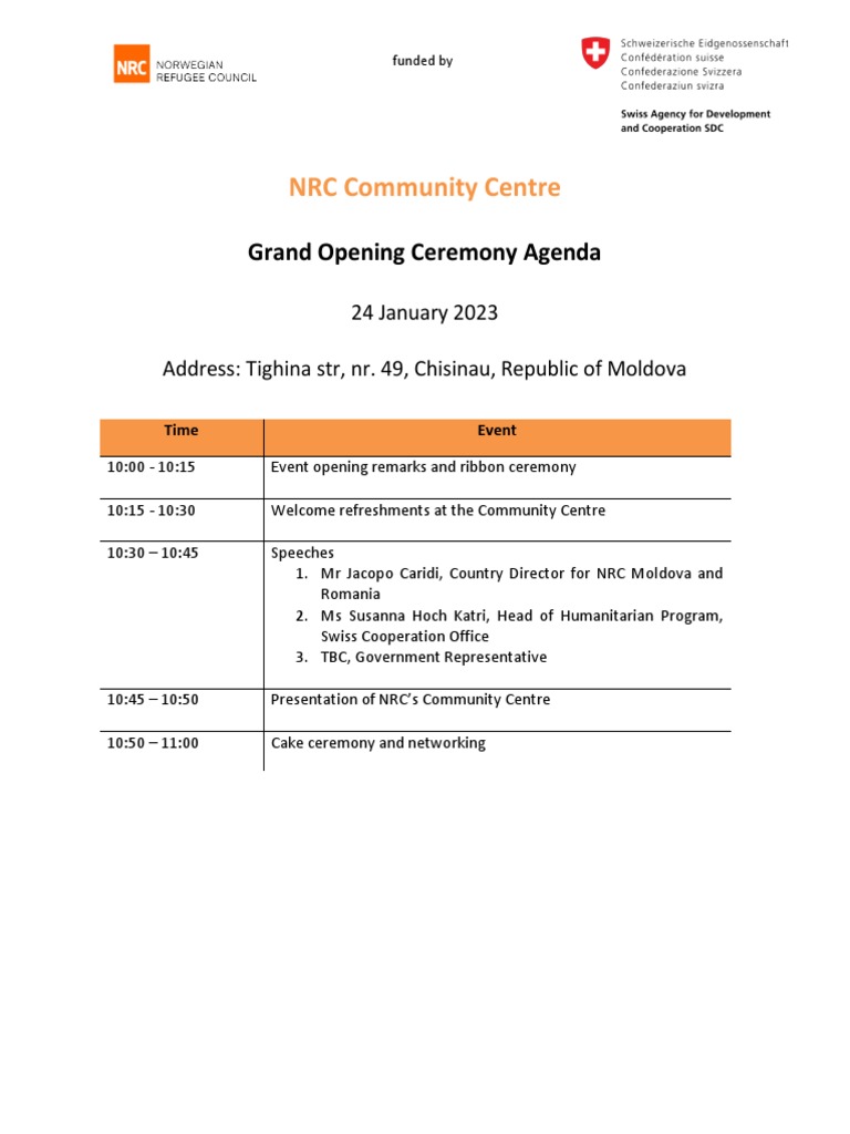 Community Center Opening Agenda - 24 Jan 2023 | PDF | Social Science