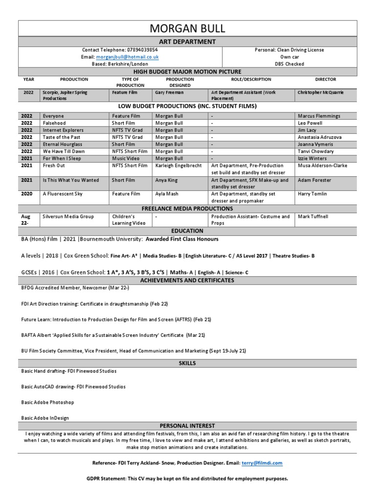 Morgan Bull-Cv | PDF