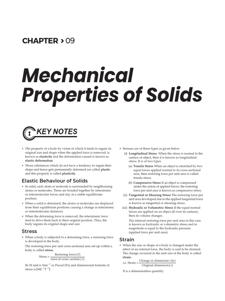 Mechanical Properties of Solids | PDF | Deformation (Engineering) | Young's Modulus