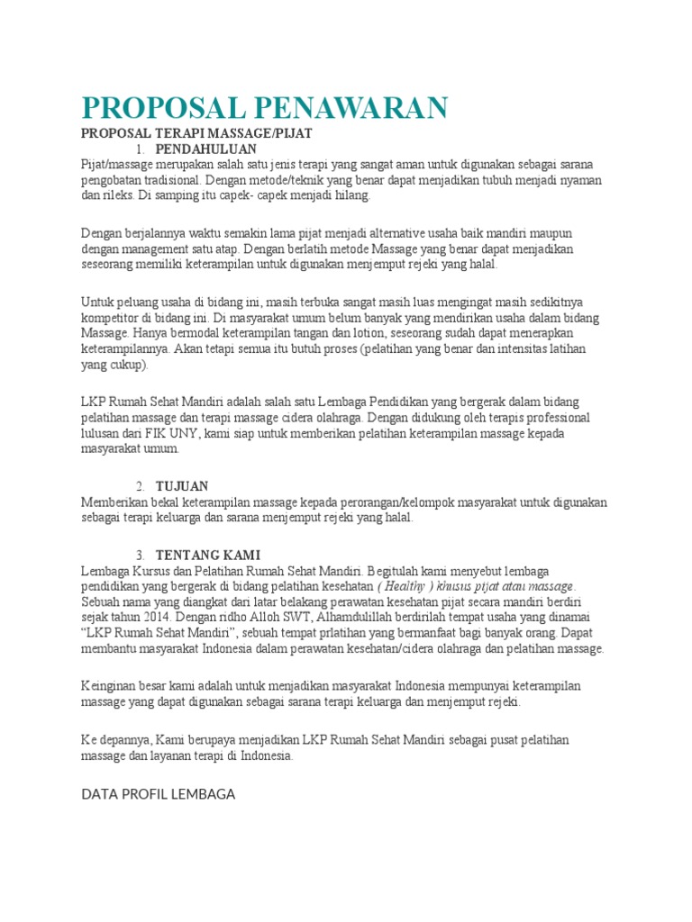 Pelatihan Terapi Massage di Yogyakarta | PDF