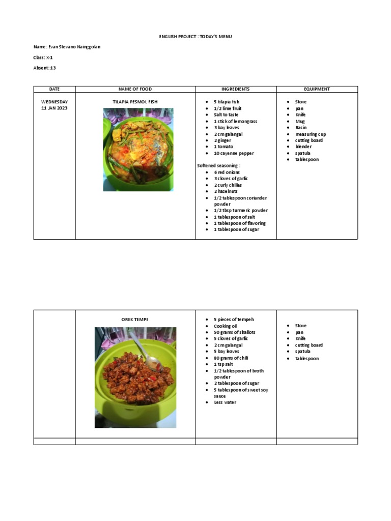 English Project Food | Download Free PDF | Food And Drink Preparation ...