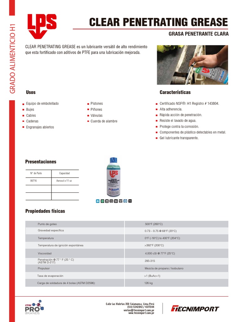 LPS Clear Penetrating Grease | PDF | Química Física | Materiales